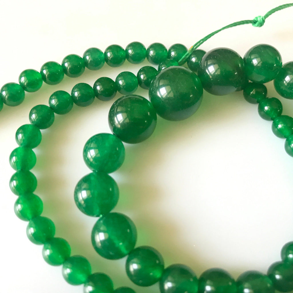6mm To 13mm Green Onyx Color Jade Round Beads Green Jade Smooth Round ...