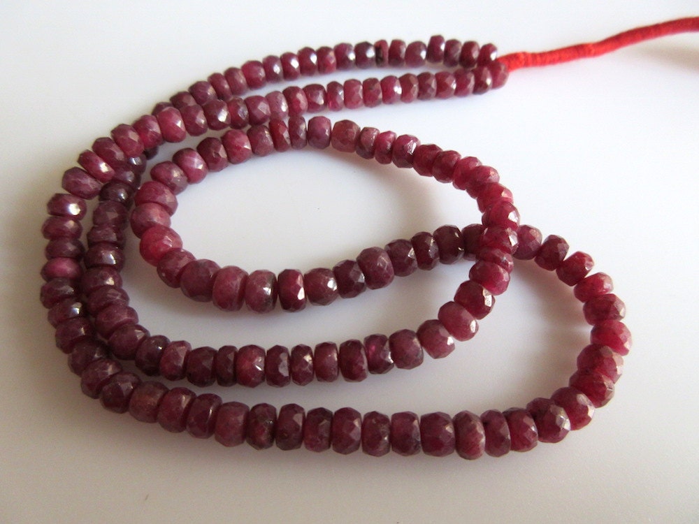Ruby Rondelle Beads, Faceted Ruby Beads, Natural Ruby Beads, 3mm To 4m ...